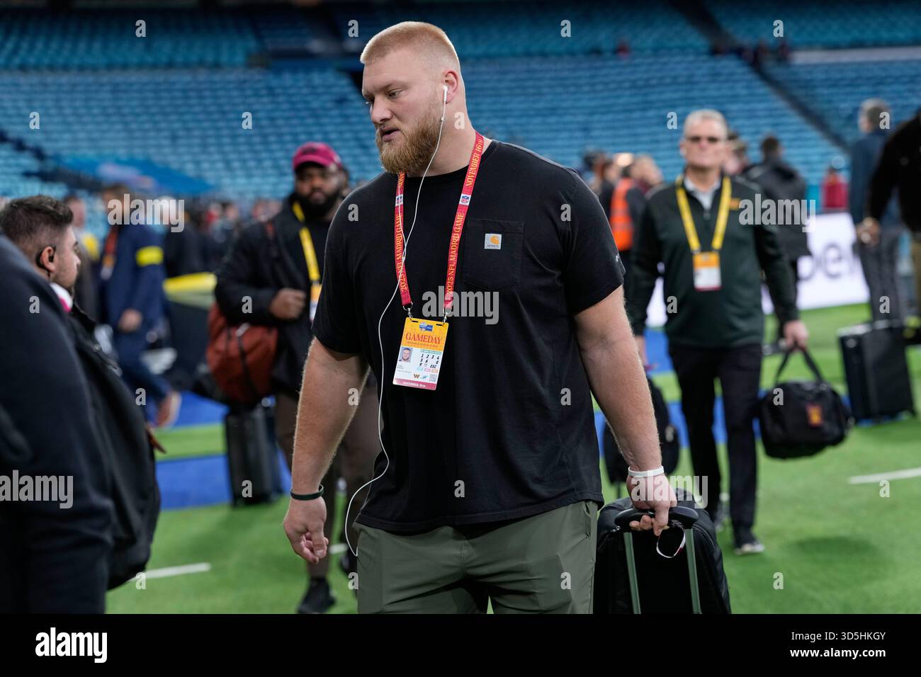 Washington Commanders center Tyler Biadasz arrives for an NFL football ...
