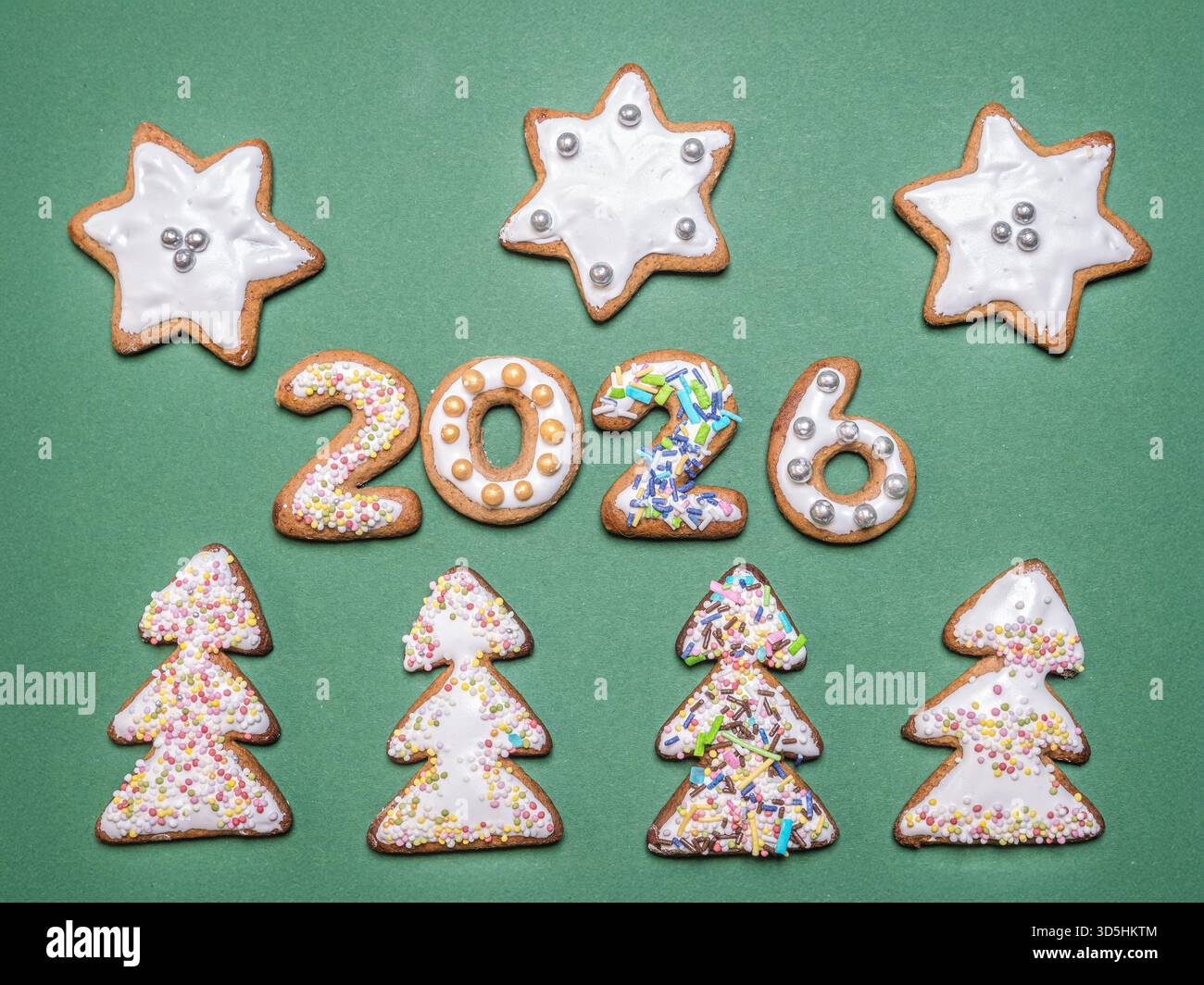 Brightly decorated numbers forming the year 2026 surrounded by assorted ...