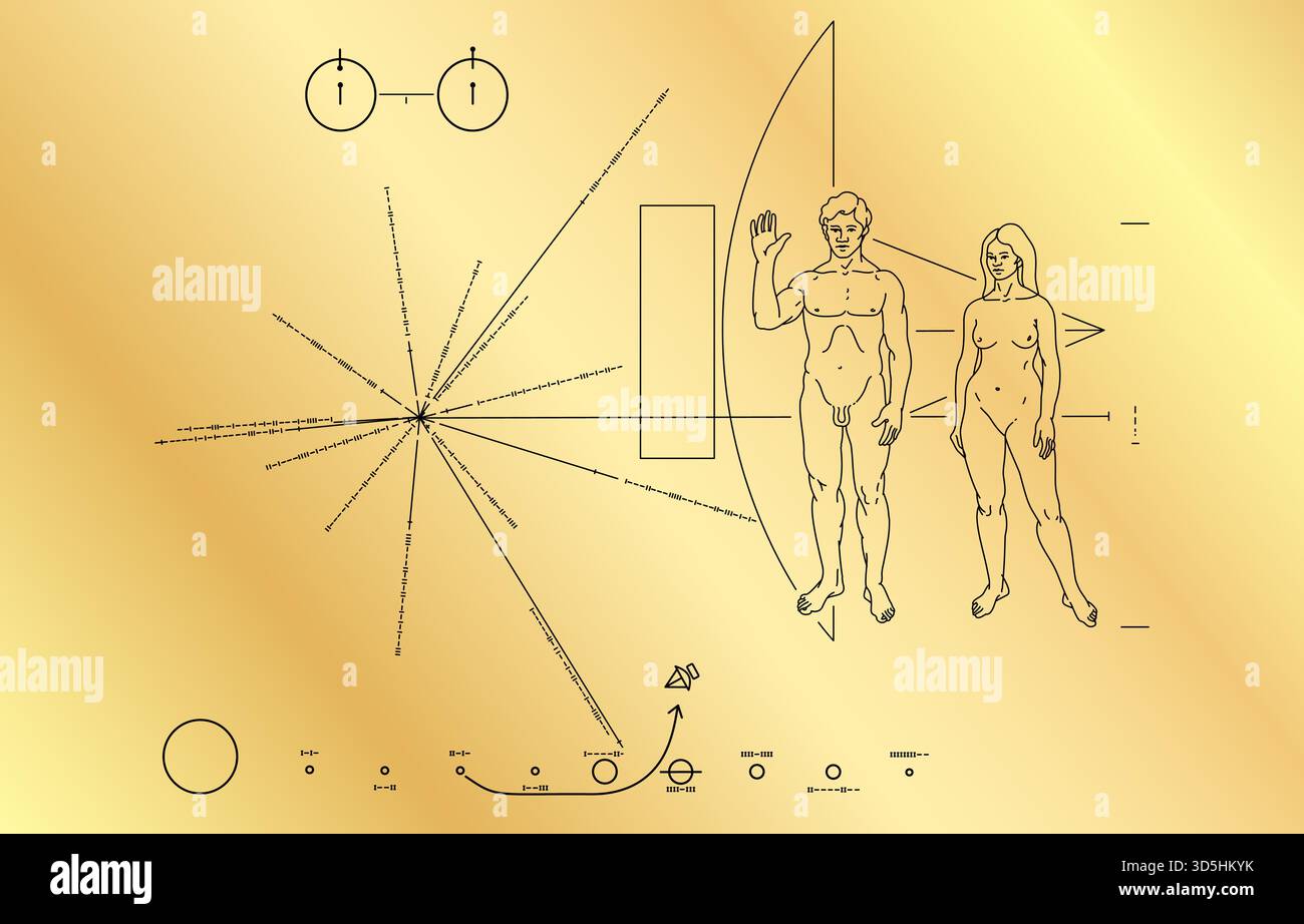 Pioneer plaque with message present on the Pioneer 10 and Pioneer 11 ...