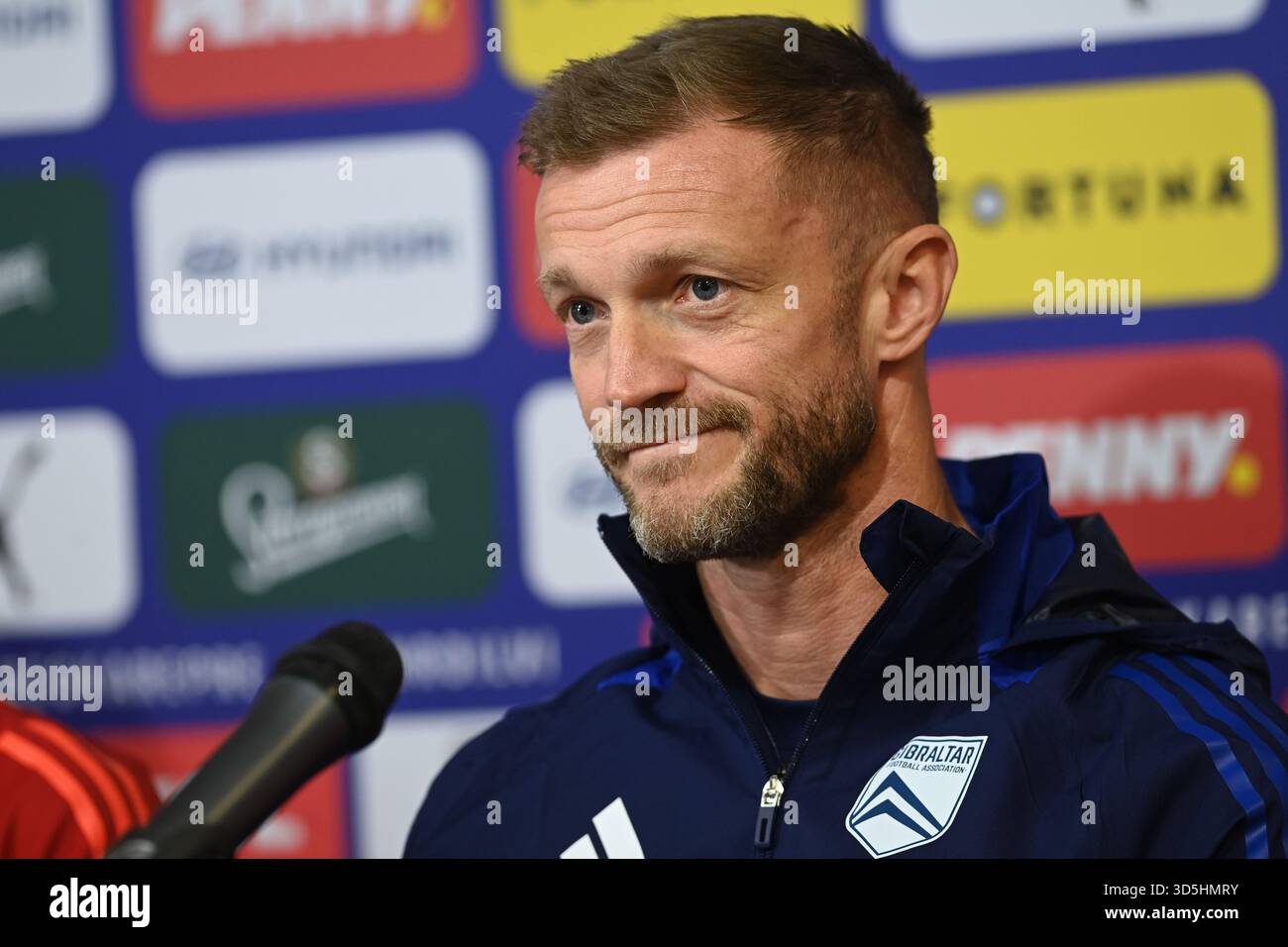 Head coach Scott Wiseman attends a press conference of Gibraltar's ...