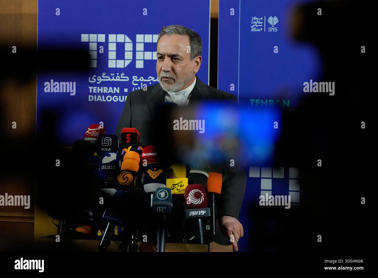 Iranian Foreign Minister Abbas Araghchi speaks in a new briefing after ...