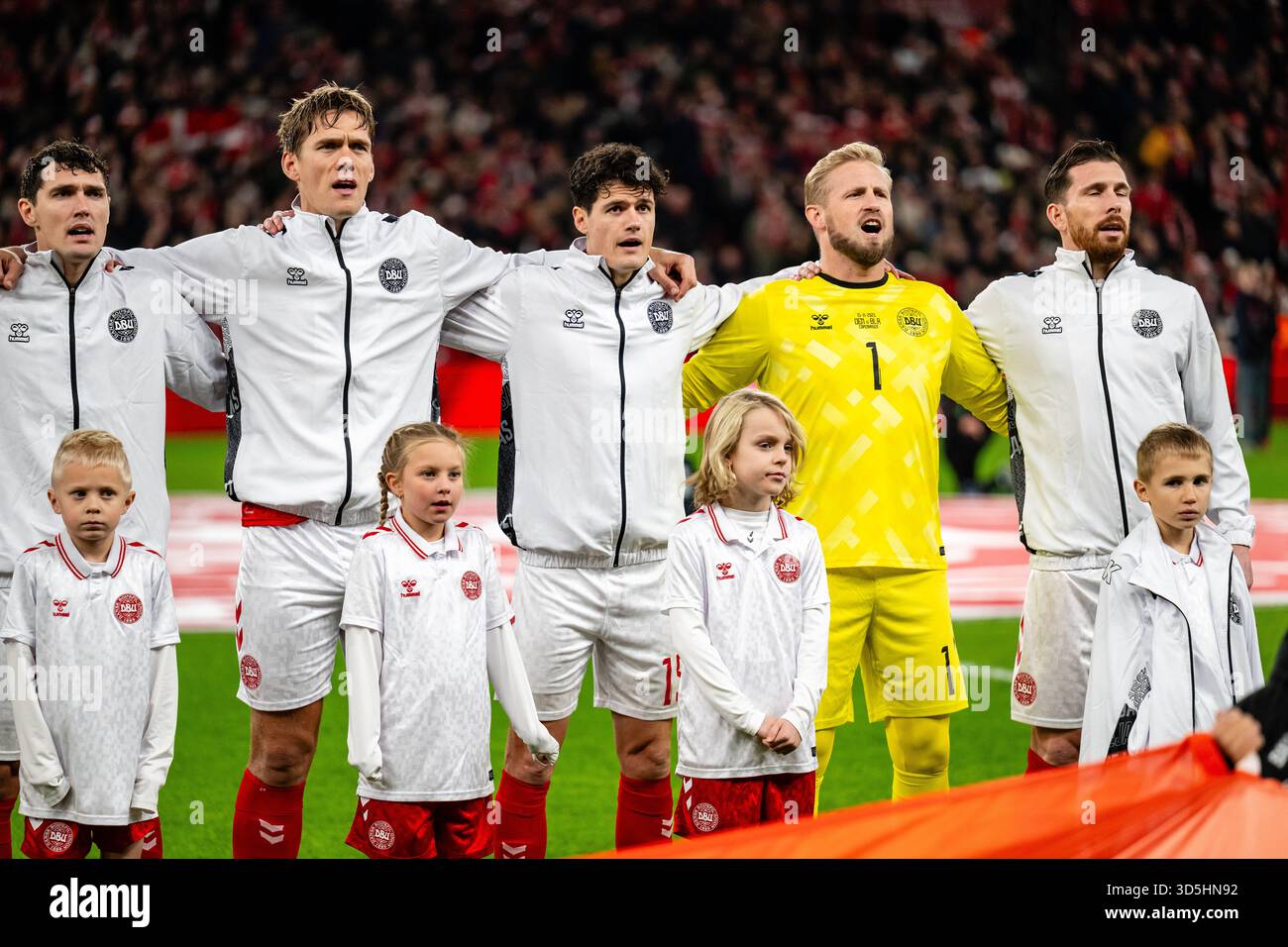 Copenhagen, Denmark. 15th, November 2025. The players of Denmark line ...