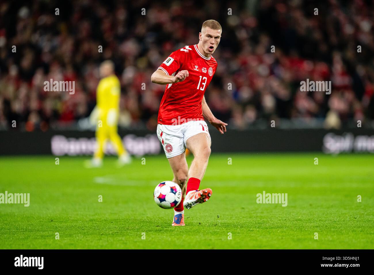 Copenhagen, Denmark. 15th Nov, 2025. Rasmus Kristensen (13) of Denmark ...