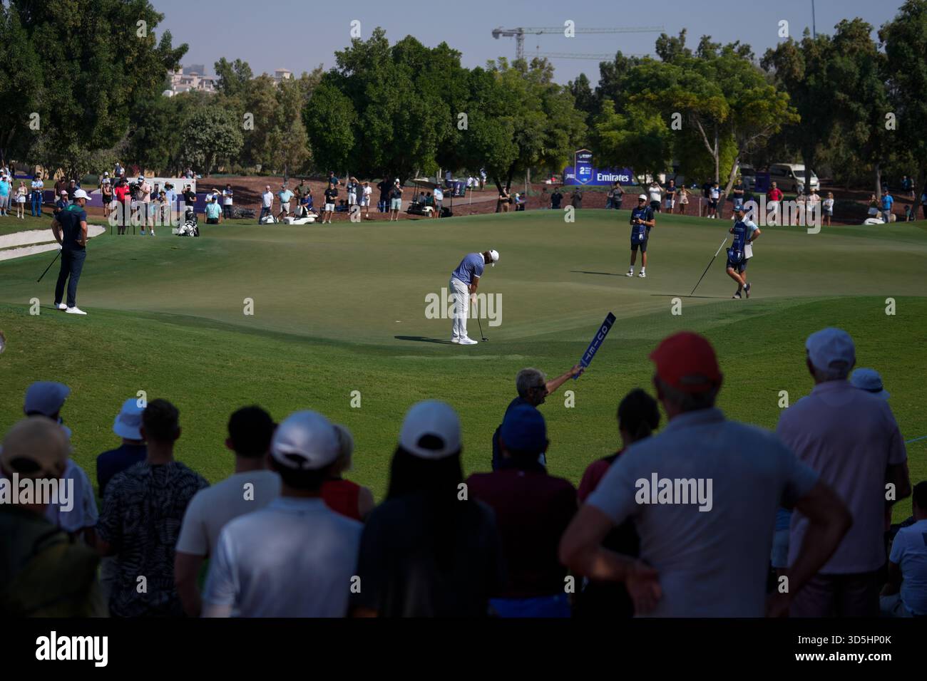 Tommy Fleetwood of England putts on the 5th green during the final ...