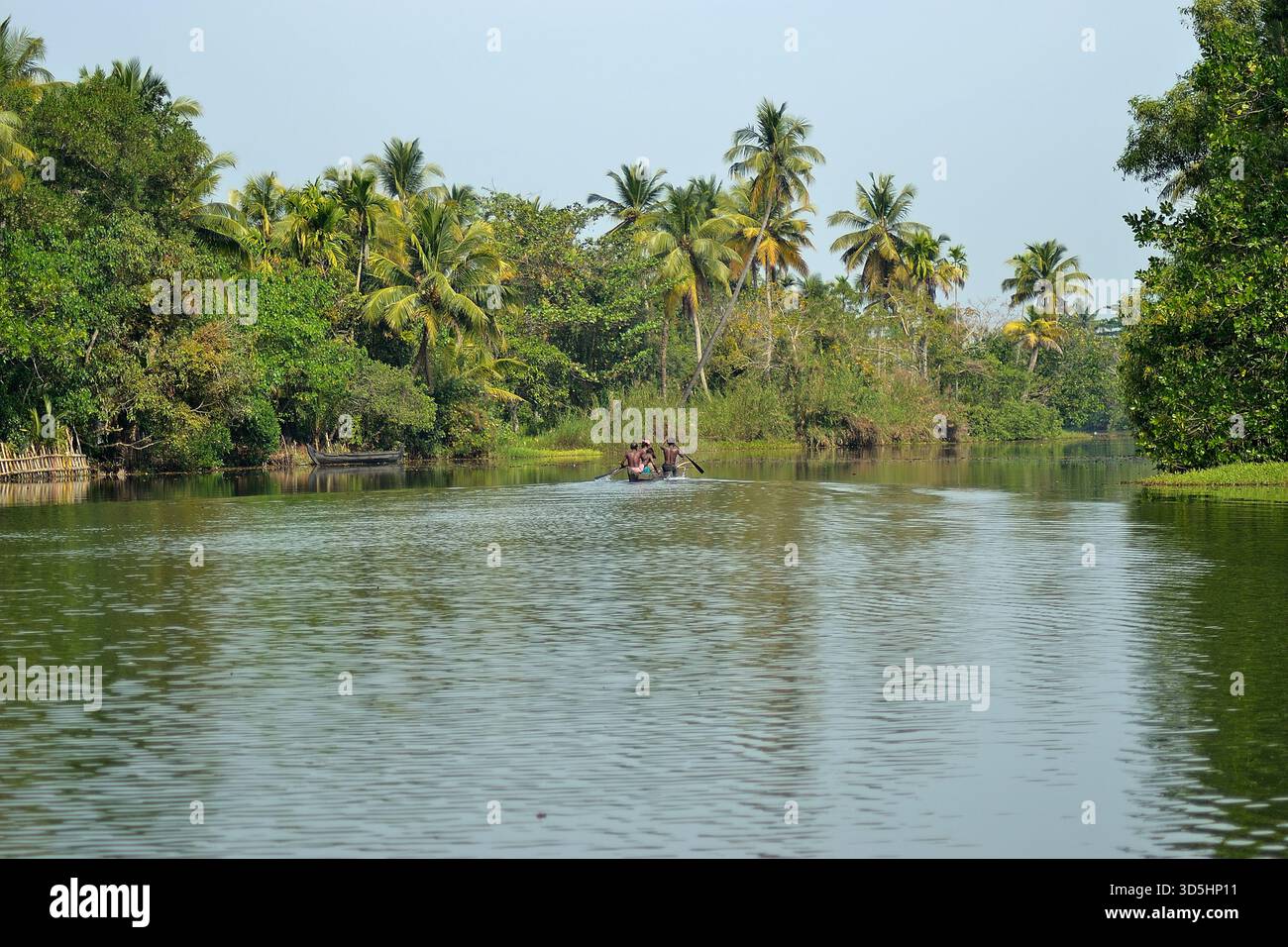 Kerala Backwaters in southern India, showing the network of tranquil ...