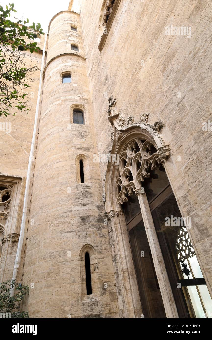Valencia, Spain- February 23, 2025: Architectural details of The Silk ...