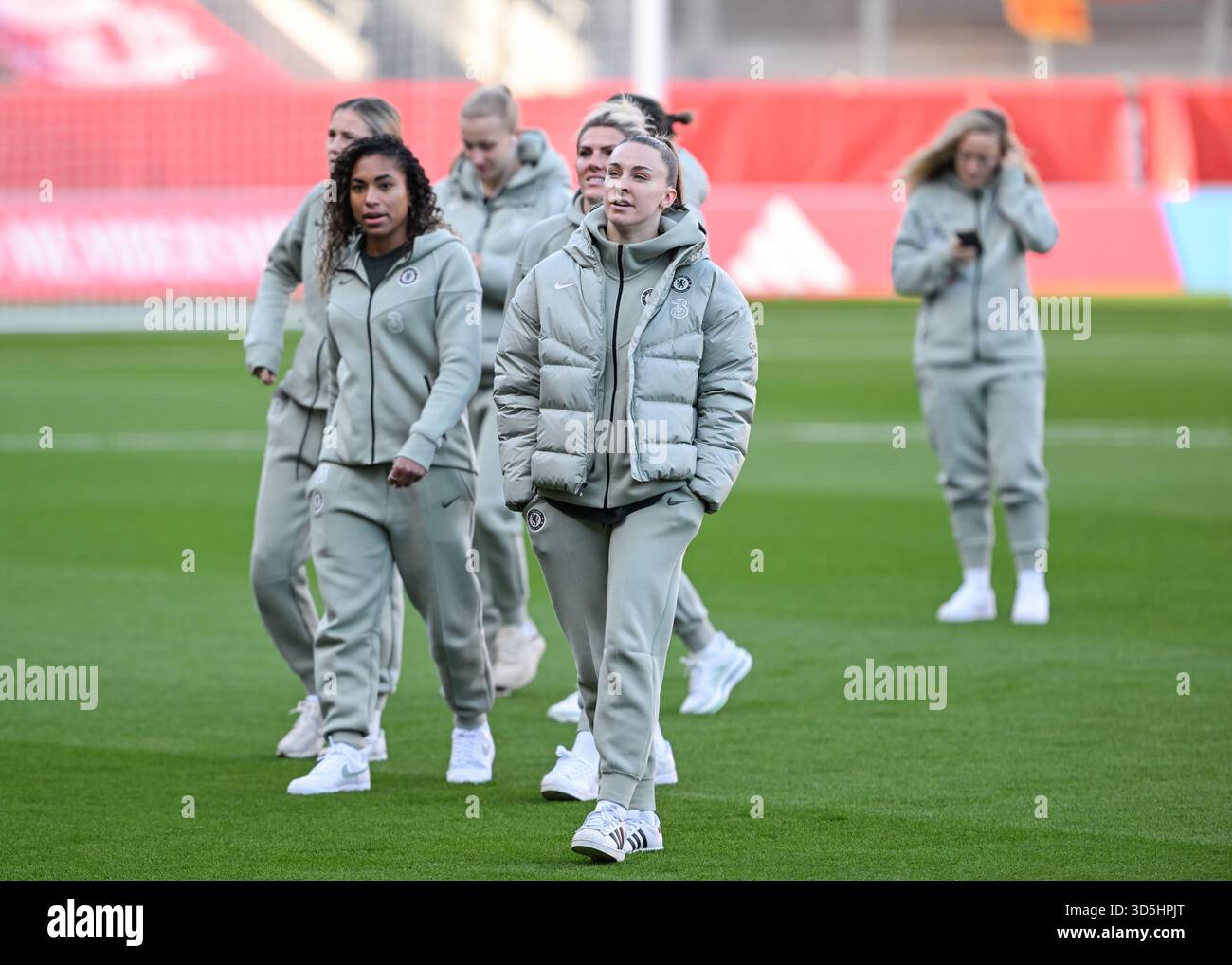 St Helens, England, 16th November 2025. Niamh Charles of Chelsea joins ...