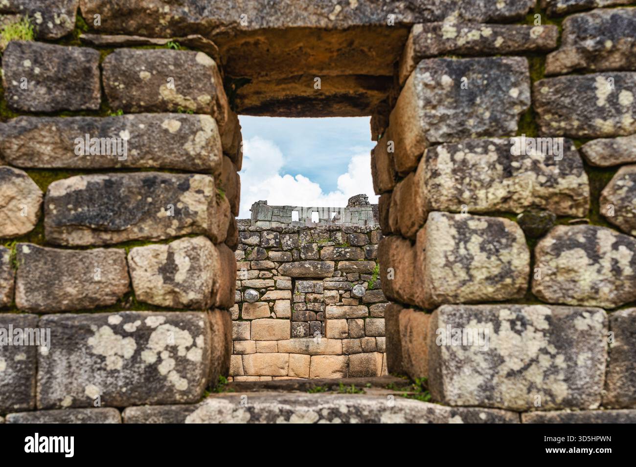 Scenic view with the Incan ruins at Historic Sanctuary of Machu Picchu ...