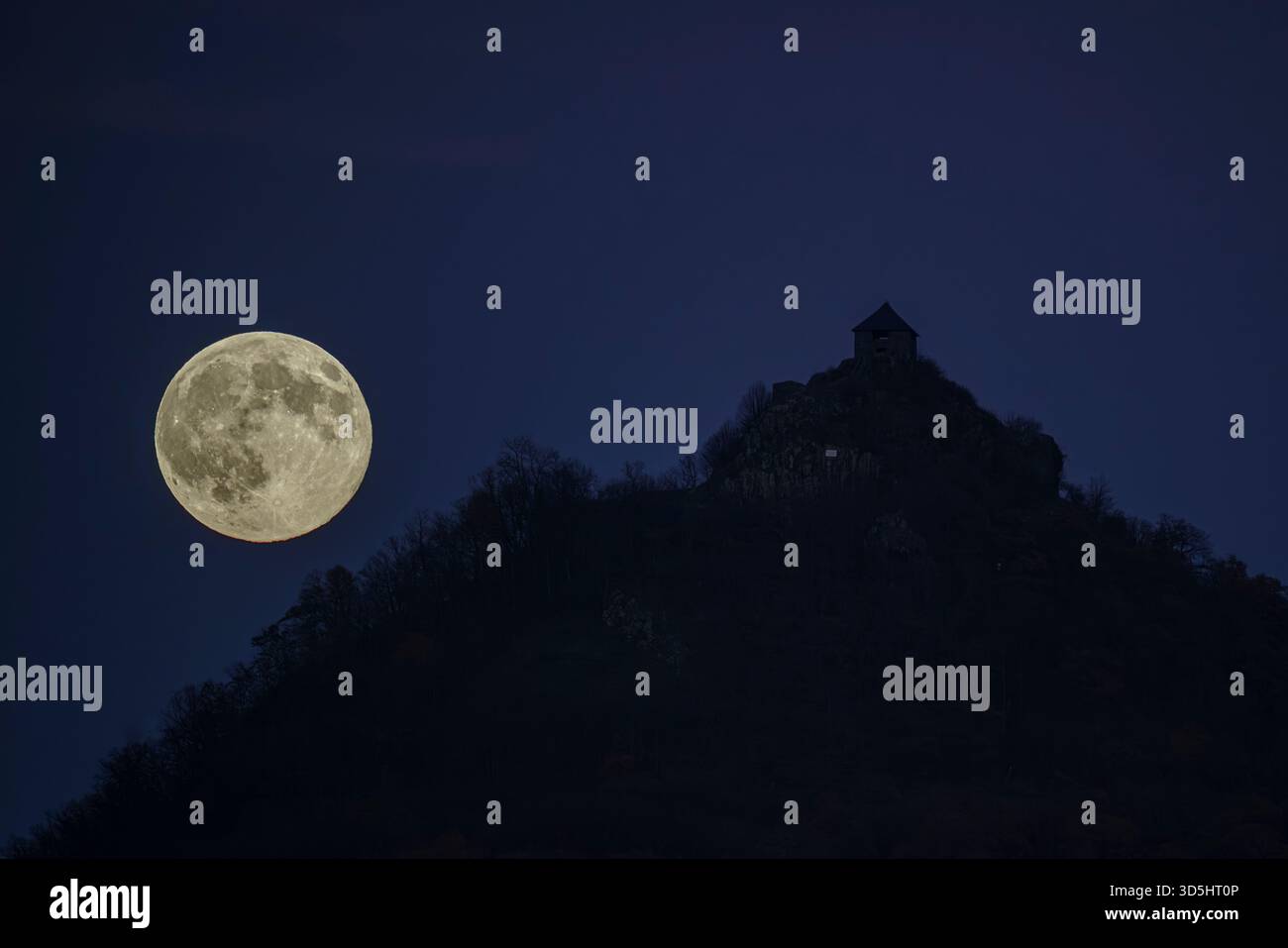 Supermoon photo at fort of Salgo, Salgotarjan, Hungary. Europe Stock ...