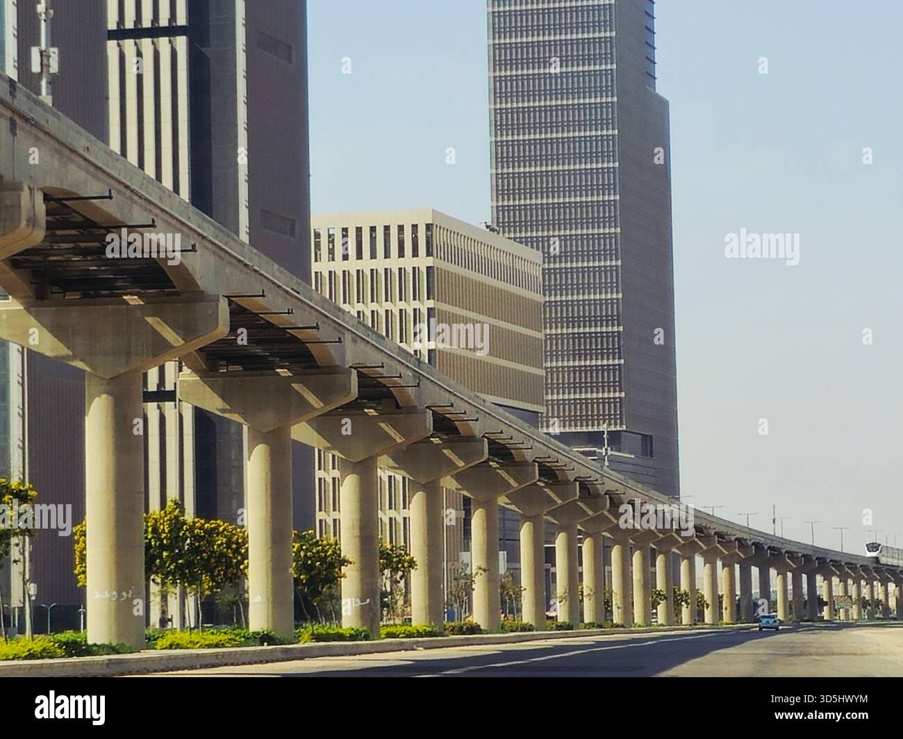 Cairo, Egypt, November 8 2025: Monorail tracks and new buildings in The ...