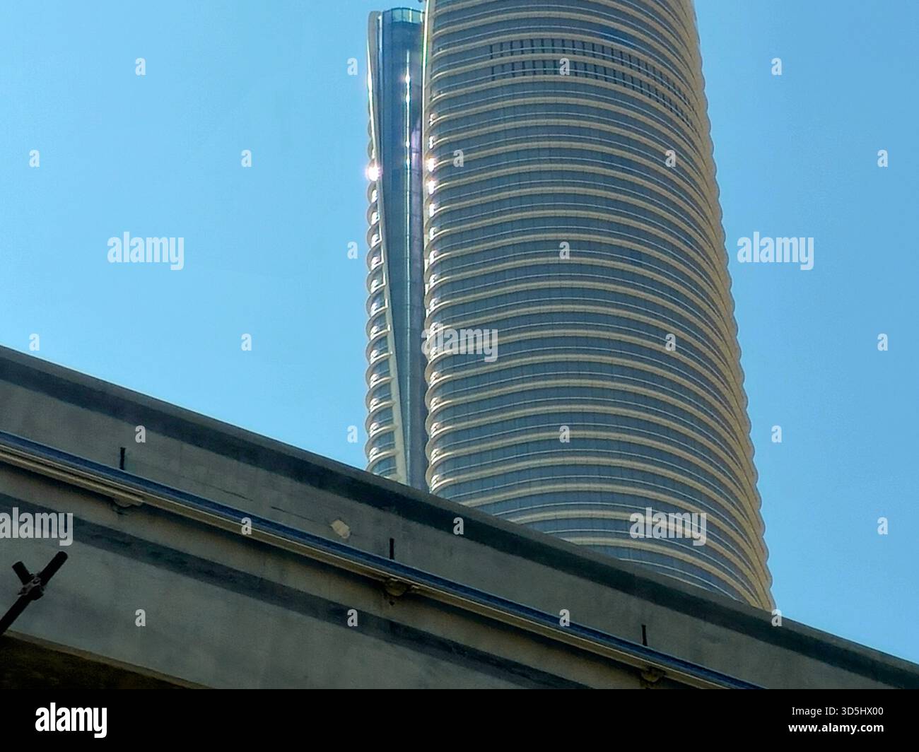 Cairo, Egypt, November 8 2025: the monorail tracks and the iconic tower ...