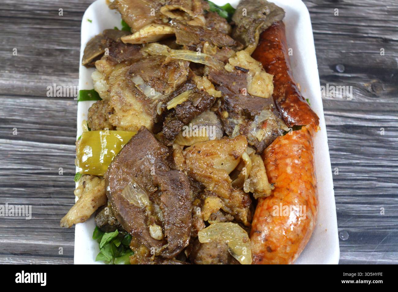Mixed meat and offal platter, Egyptian Meshakel dish, different types ...