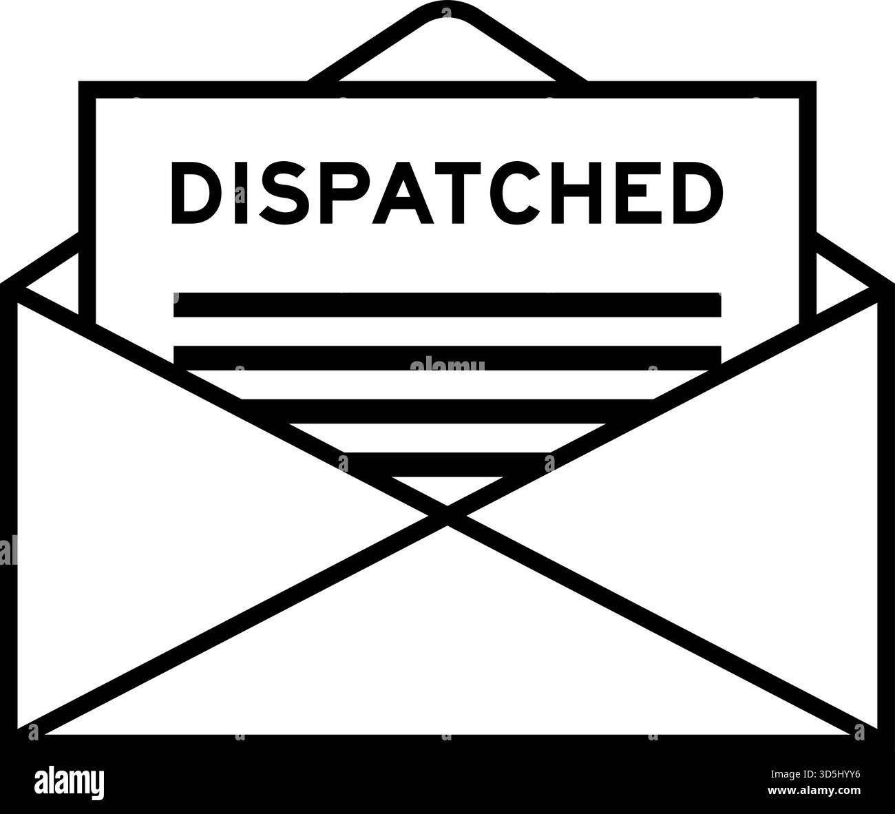 Envelope and letter sign with word dispatched as the headline Stock ...