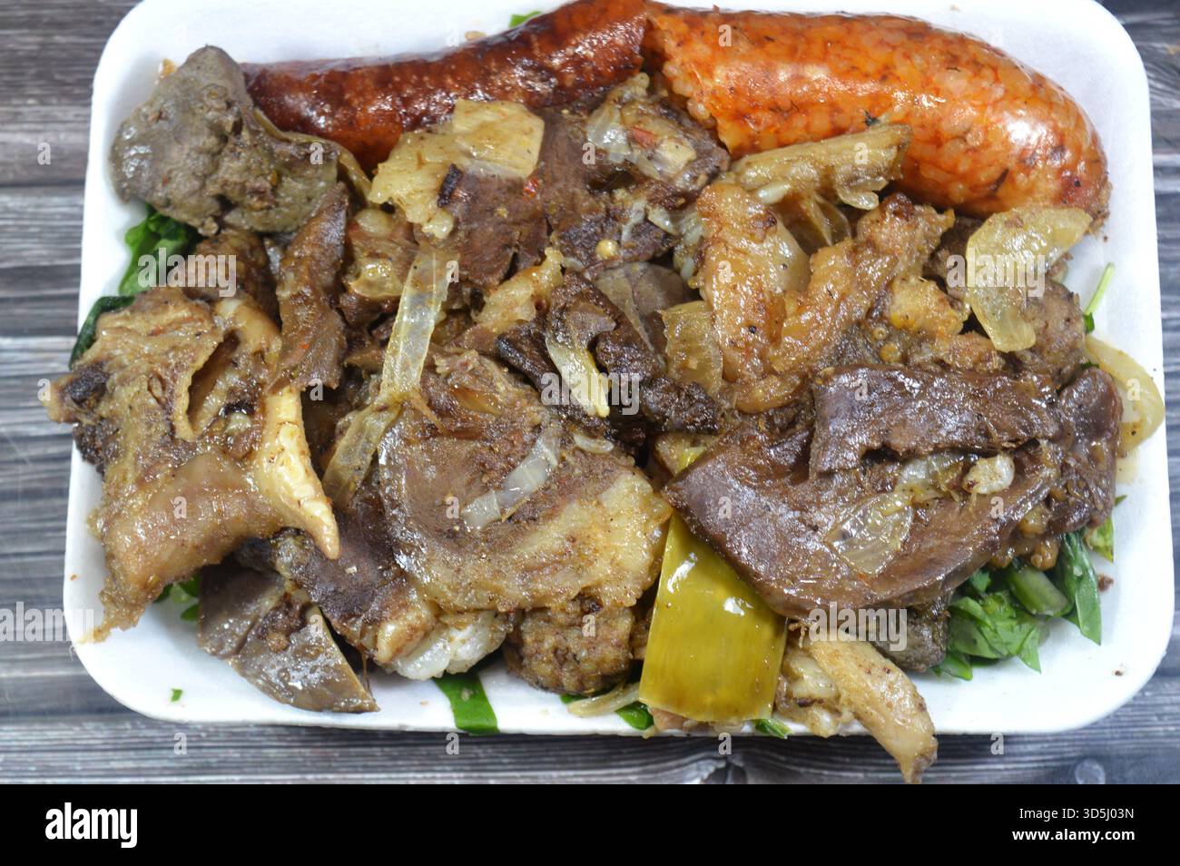 Mixed meat and offal platter, Egyptian Meshakel dish, different types ...