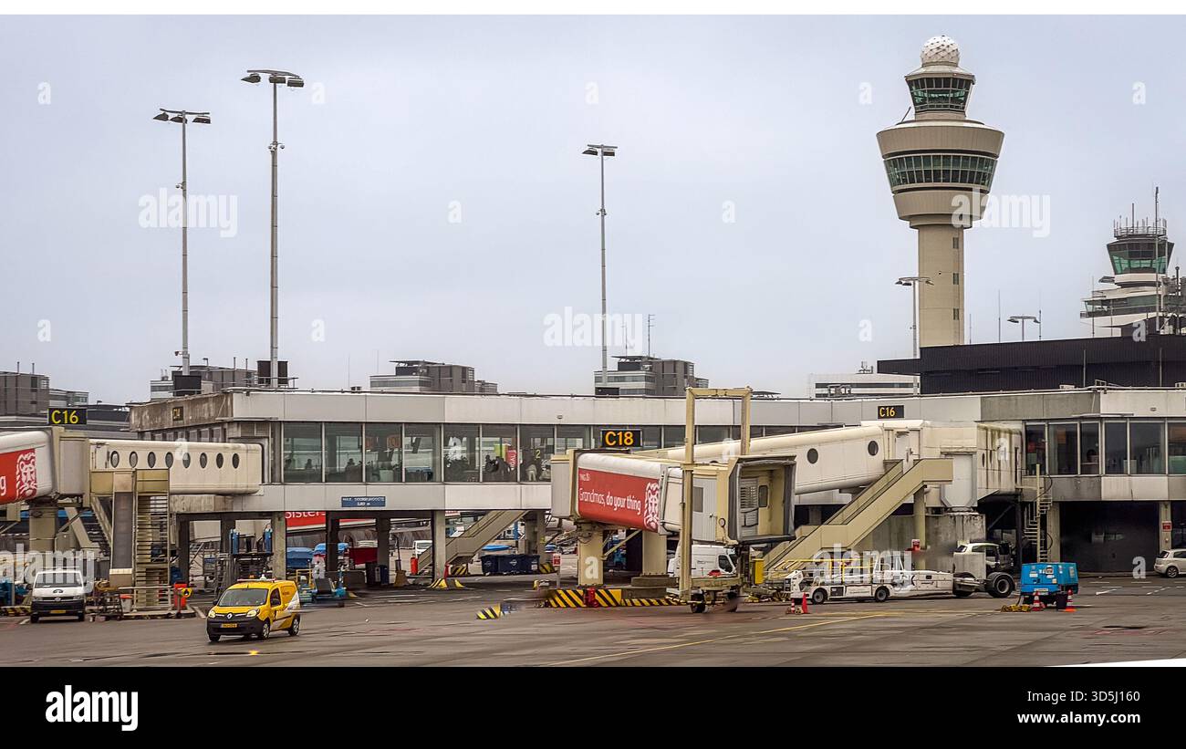 Amsterdam, Netherlands - Dec 12, 2023: view of iconic air traffic ...