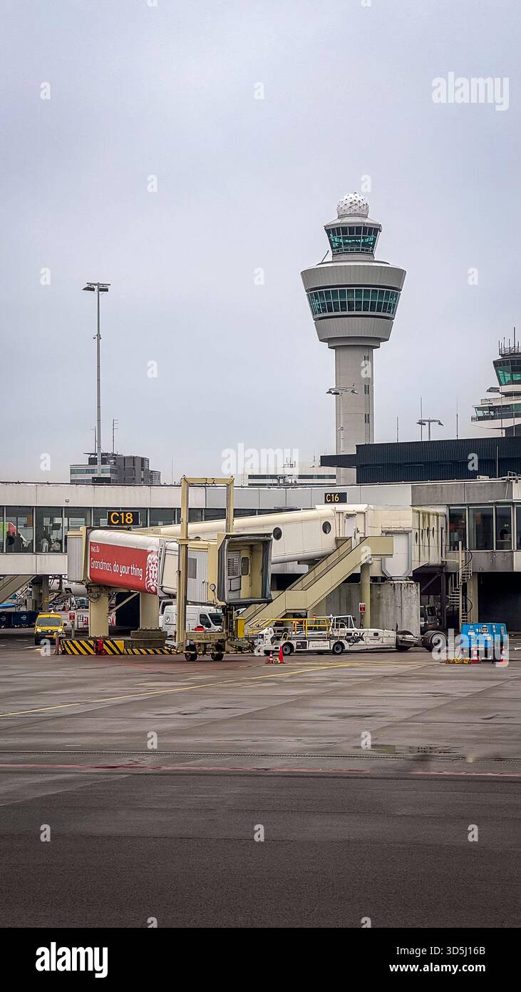 Amsterdam, Netherlands - Dec 12, 2023: view of iconic air traffic ...
