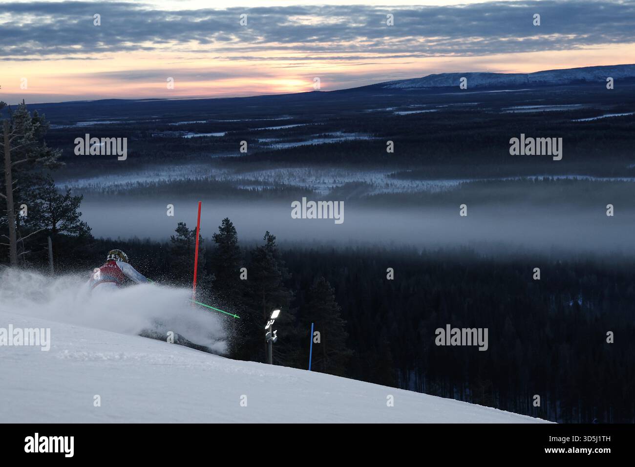Norway's Timon Haugan speeds down the course during an alpine ski, men ...
