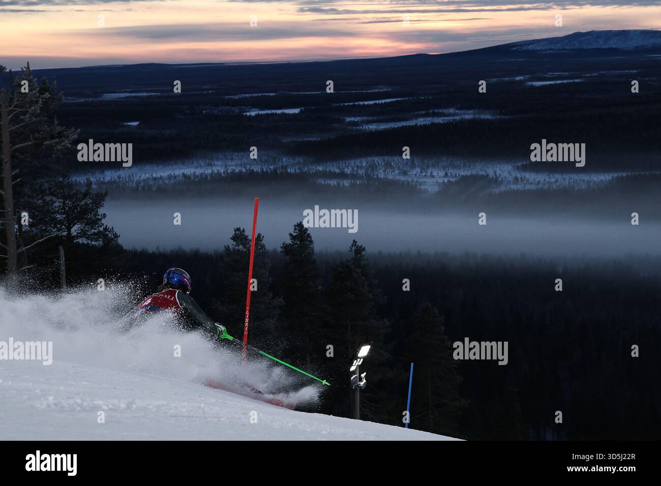 Brazil's Lucas Pinheiro Braathen speeds down the course to win an ...