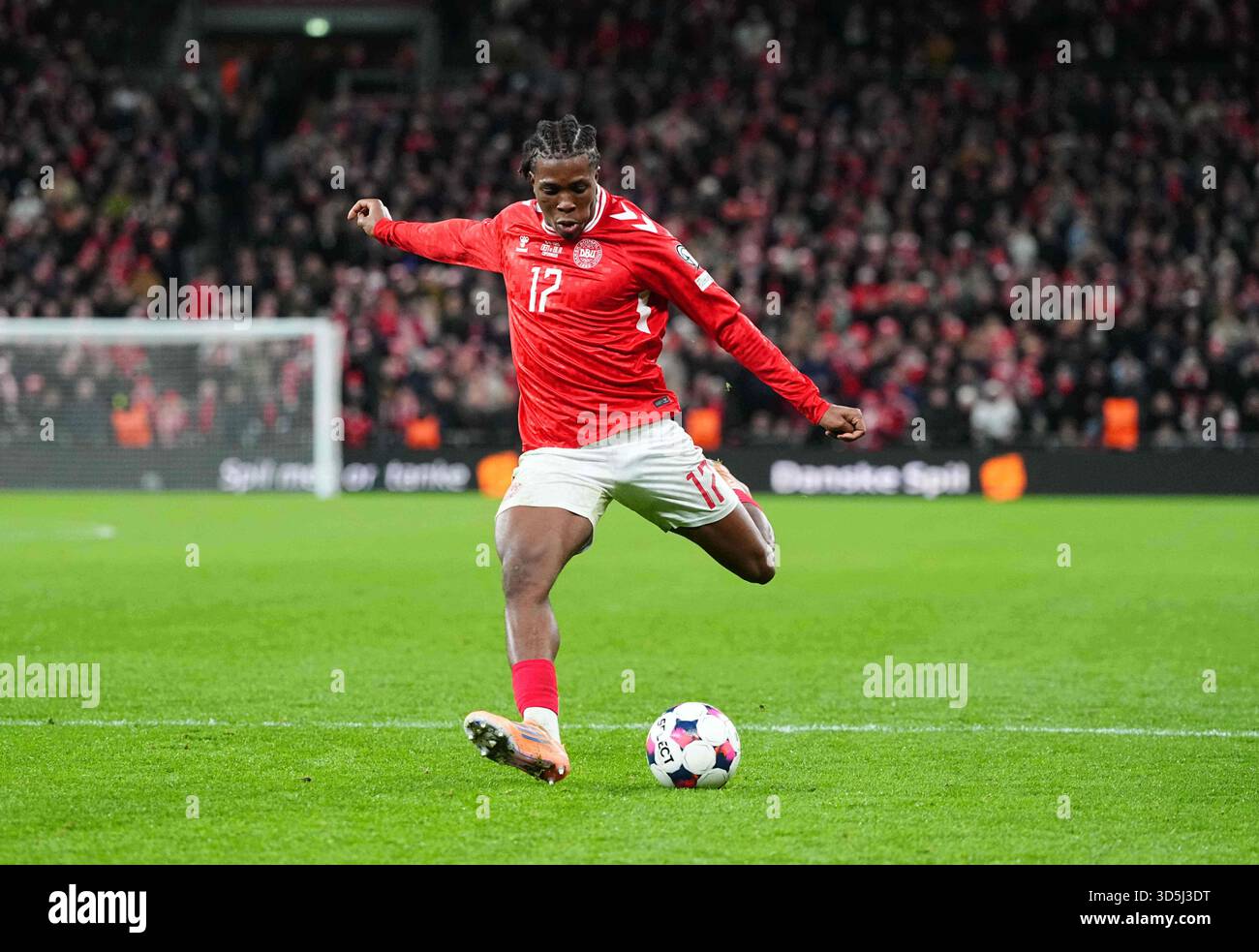 November 15 2025: Patrick Dorgu of Denmark controls the ball during a ...