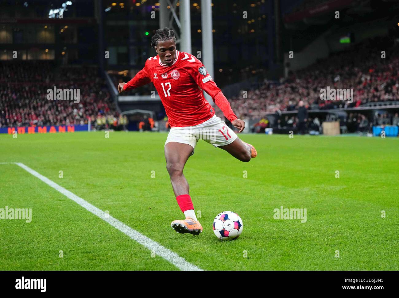 November 15 2025: Patrick Dorgu of Denmark controls the ball during a ...