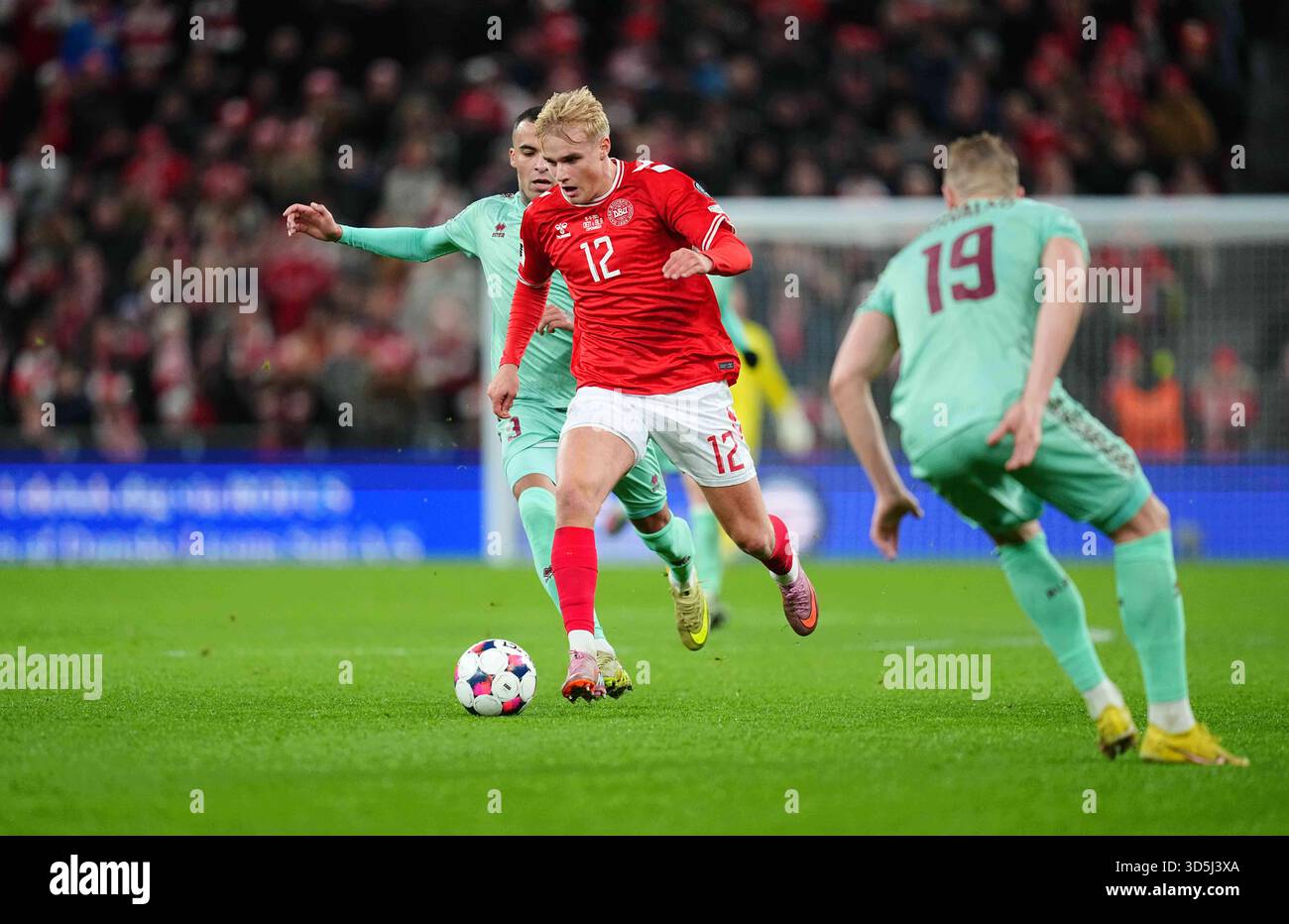 November 15 2025: Victor Froholdt of Denmark controls the ball during a ...