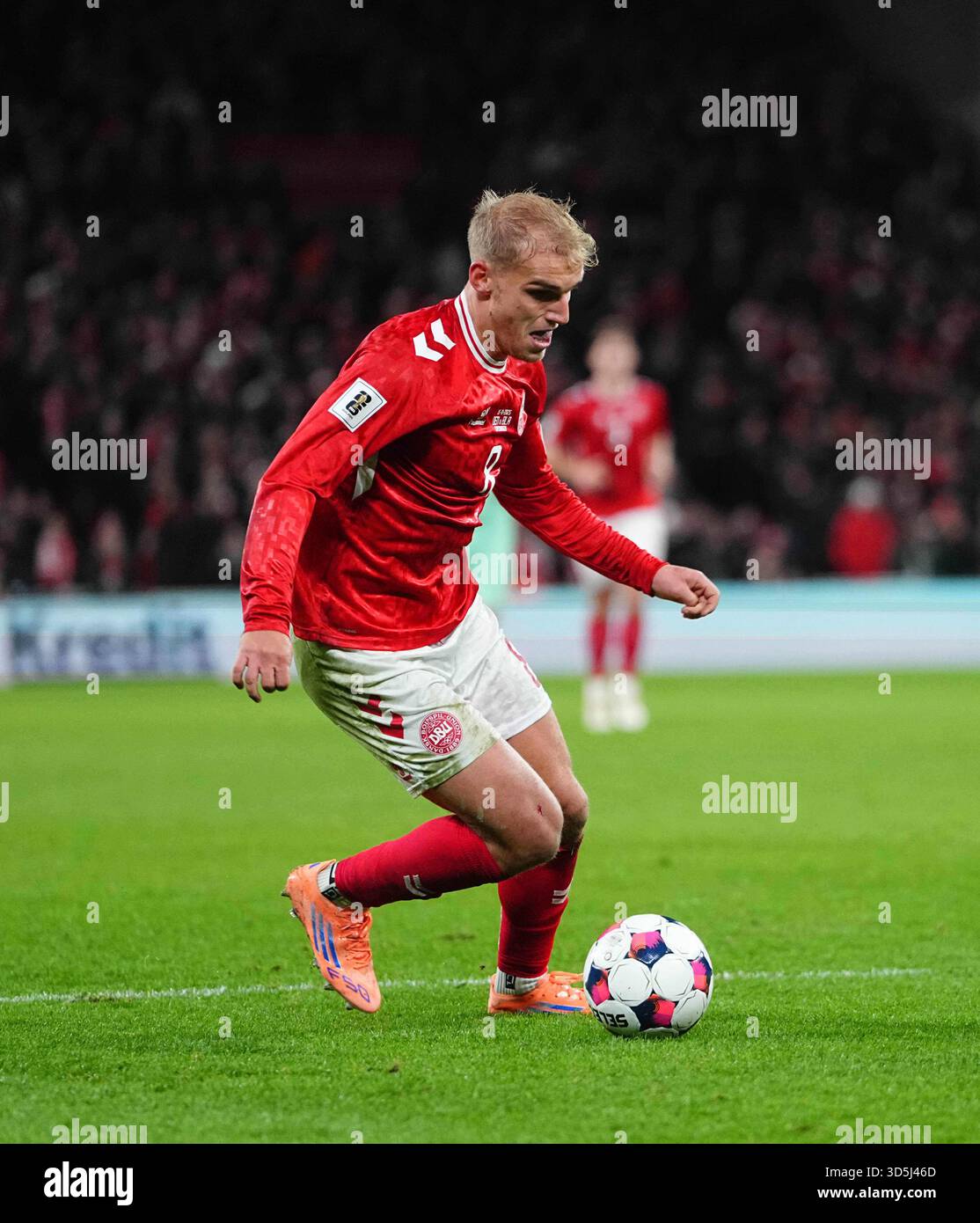 November 15 2025: Gustav Isaksen of Denmark controls the ball during a ...