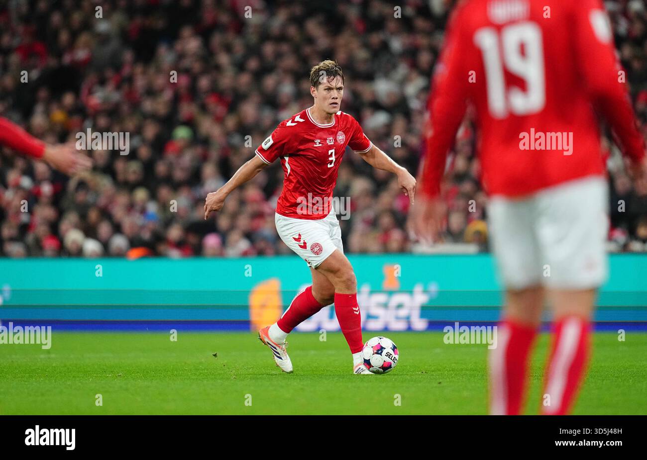 November 15 2025: Jannik Vestergaard of Denmark controls the ball ...