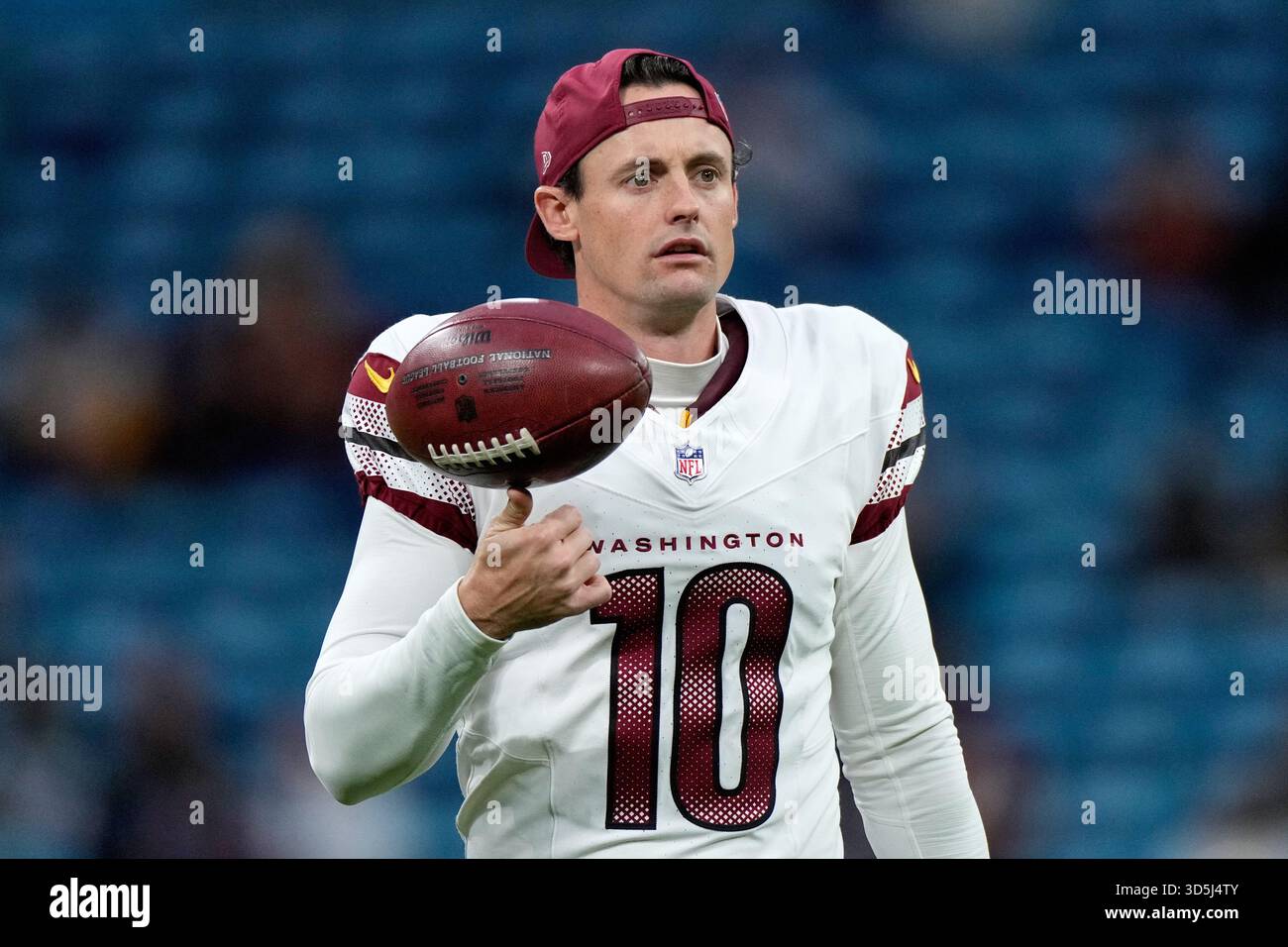 Washington Commanders punter Tress Way (10) warms-up before an NFL ...