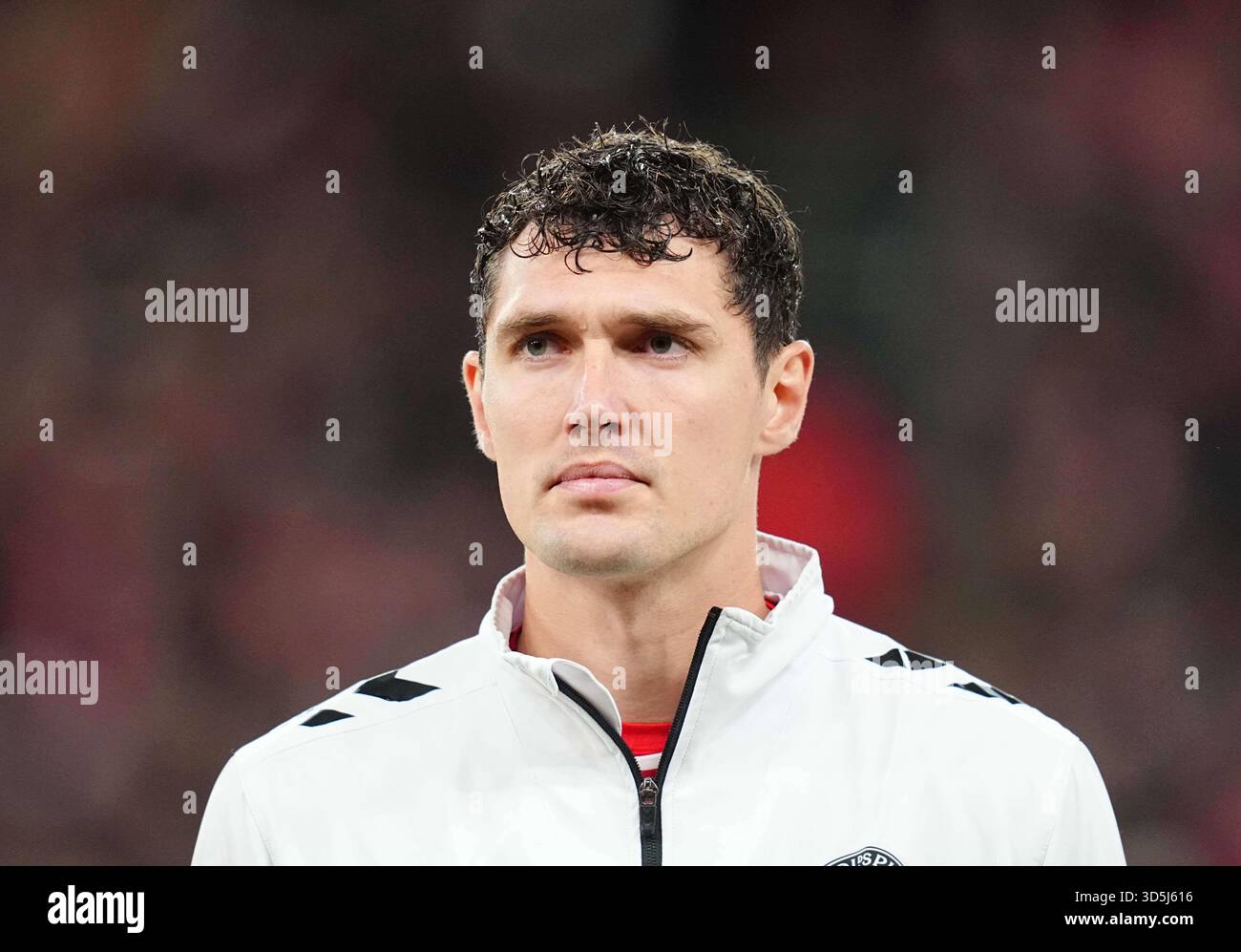 November 15 2025: Andreas Christensen of Denmark looks on during a ...