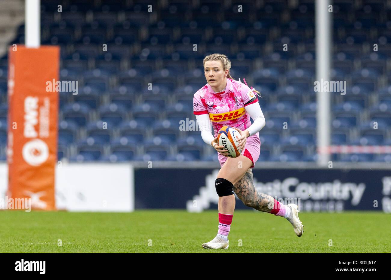 Harlequins Women’s Beth Wilcock runs with the ball Exeter Chiefs Women ...