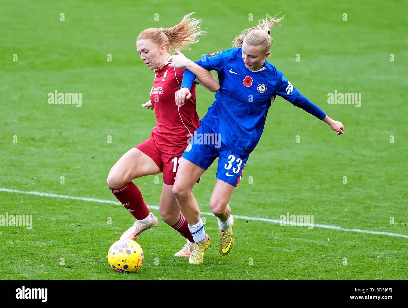 Liverpool's Ceri Holland (left) and Chelsea's Aggie Beever-Jones battle ...