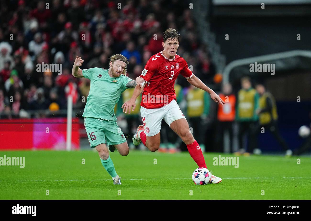 November 15 2025: Jannik Vestergaard of Denmark controls the ball ...