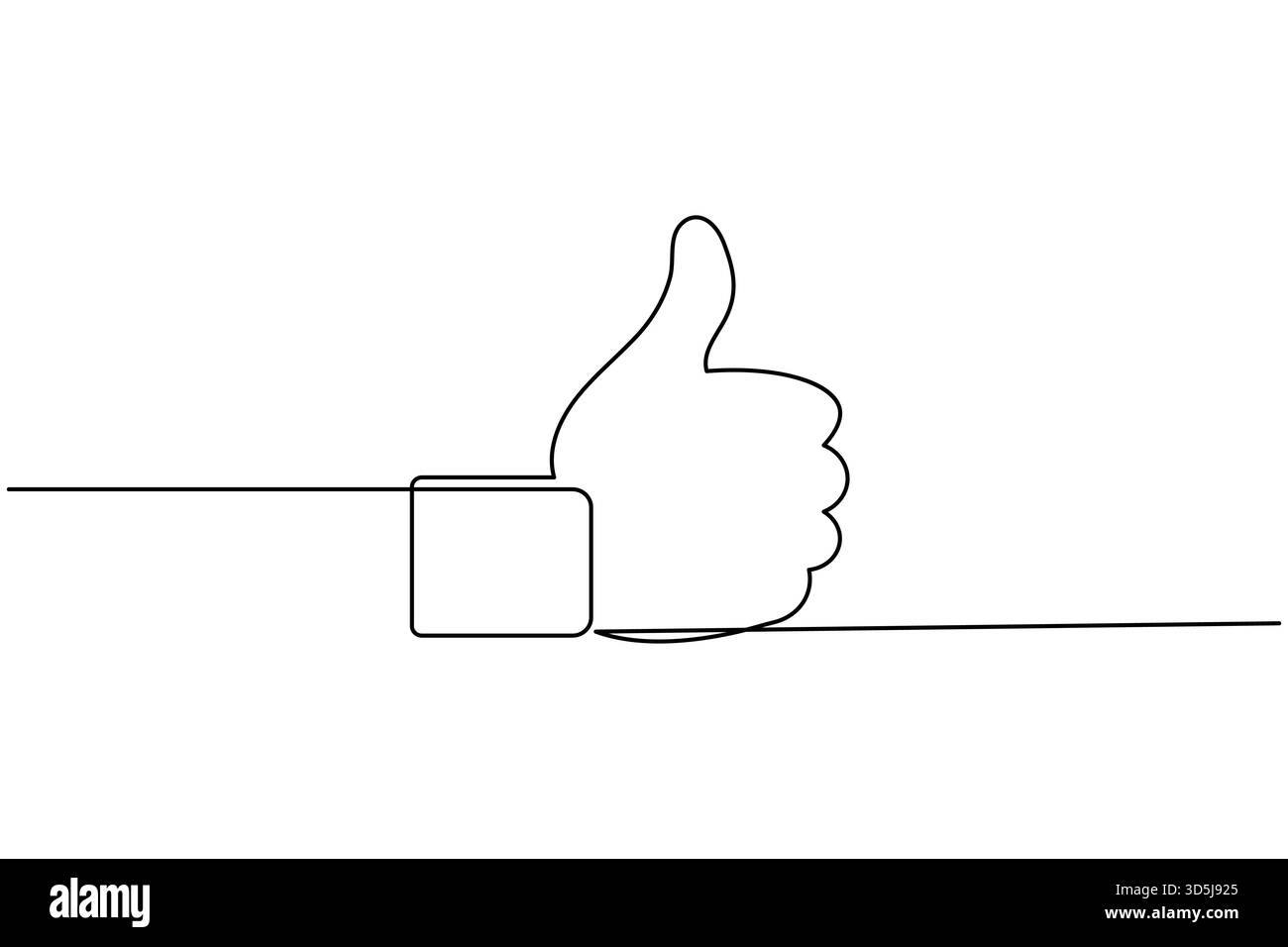 Hand thumbs up continuous line drawing of like hand minimalist outline ...