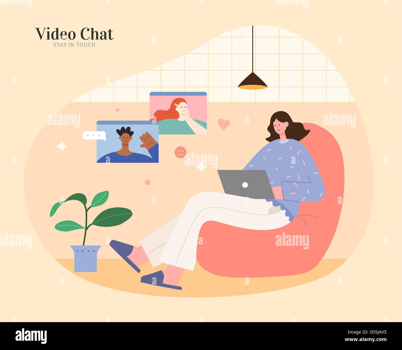 African woman video call in Stock Vector Images - Alamy