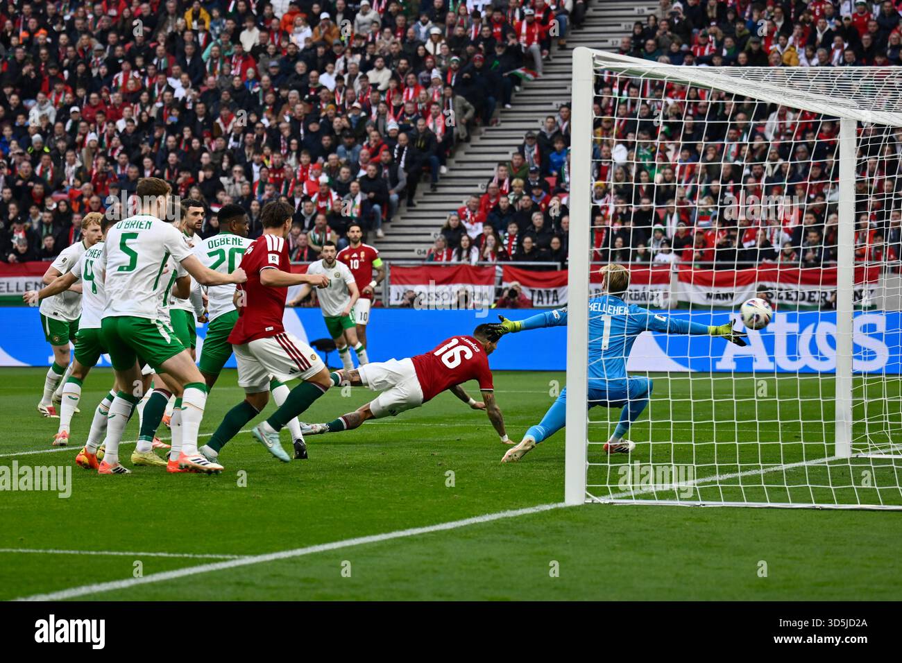 Hungary's Daniel Lukacs scores his side's opening goal during the World Cup 2026 group F ...