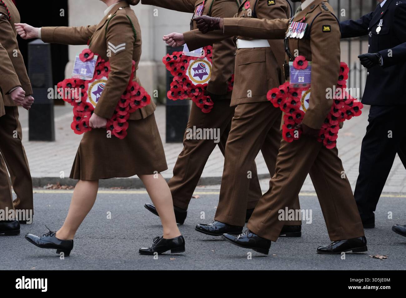 Members of the armed forces during the annual parade by AJEX, the ...