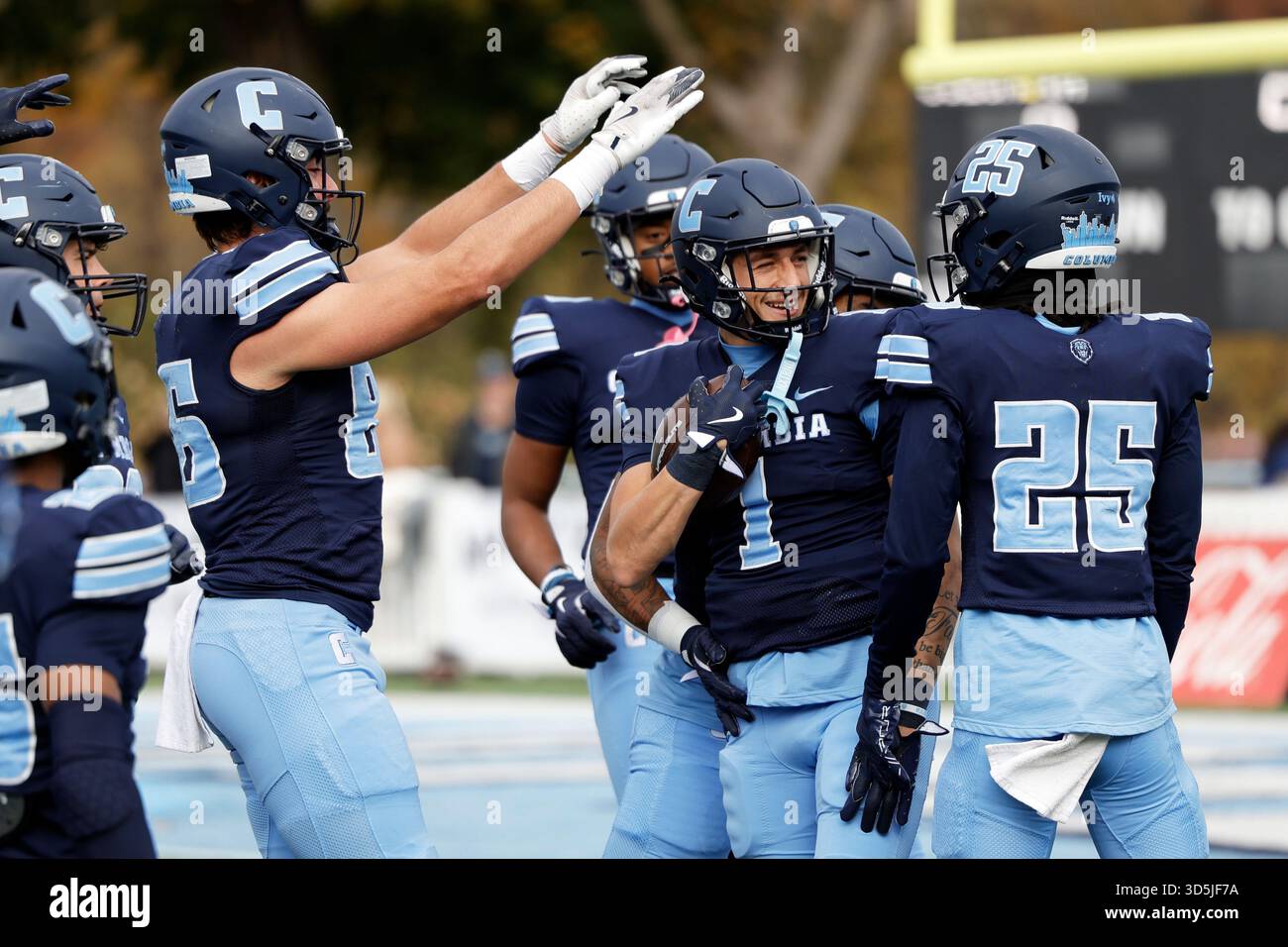 Columbia kicker Hugo Merry (1) prior to an NCAA football game, Saturday ...