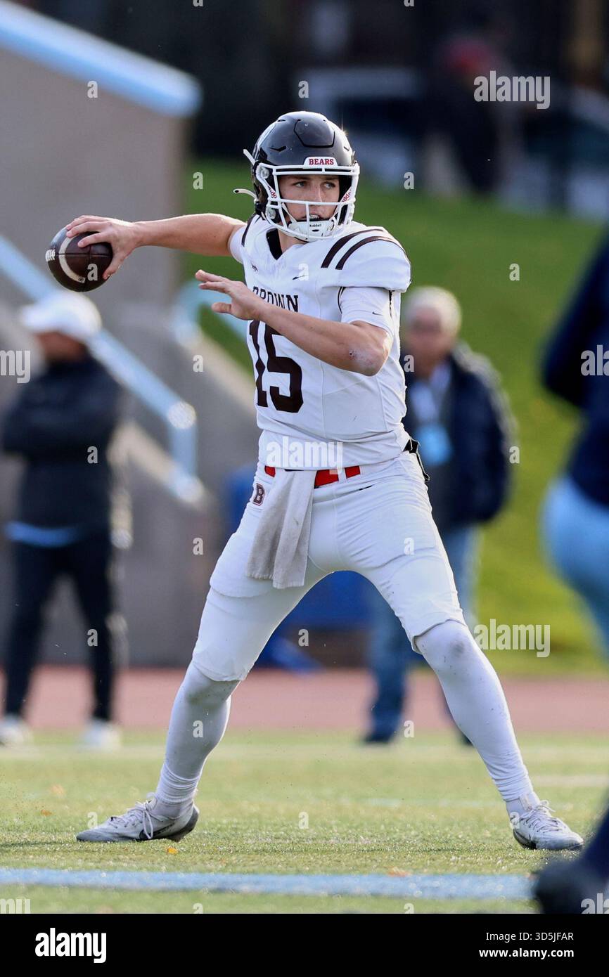 Brown quarterback James Murphy (15) throws a pass during an NCAA ...