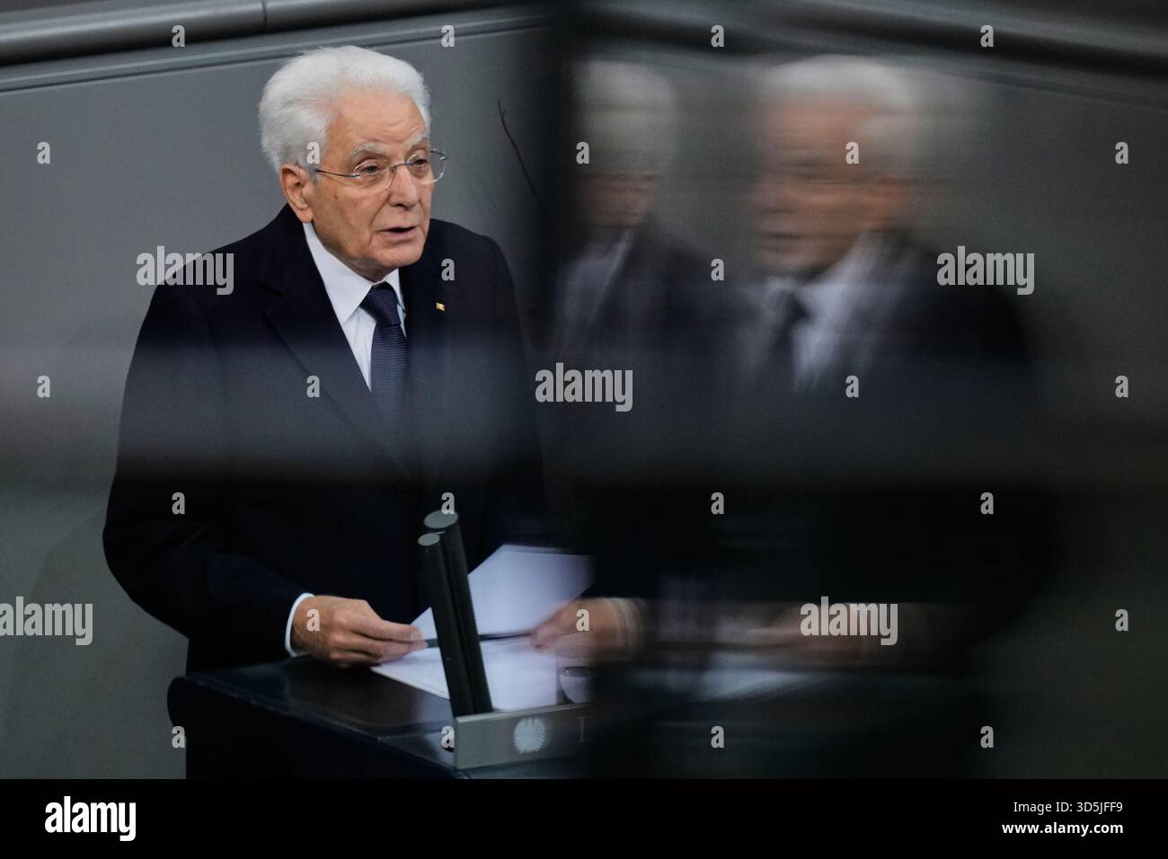 Sergio Mattarella, President of Italy, delivers a speech in the German ...