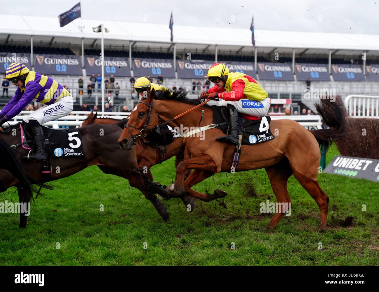 Triple Trade (right) ridden by jockey Brendan Powell on their way to ...