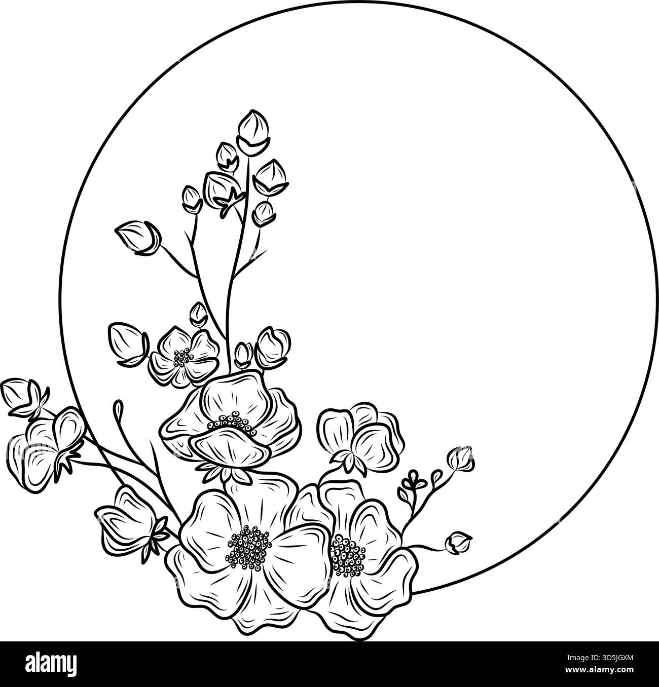 Round frame elegant design Black and White Stock Photos & Images - Alamy