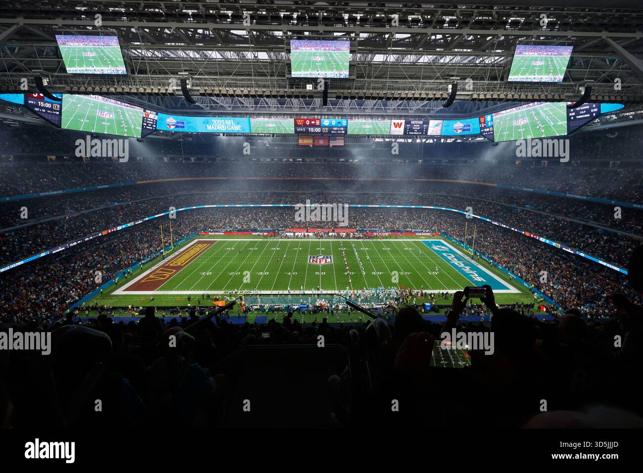 An overall, interior, general view of the Santiango Bernabeu stadium at ...