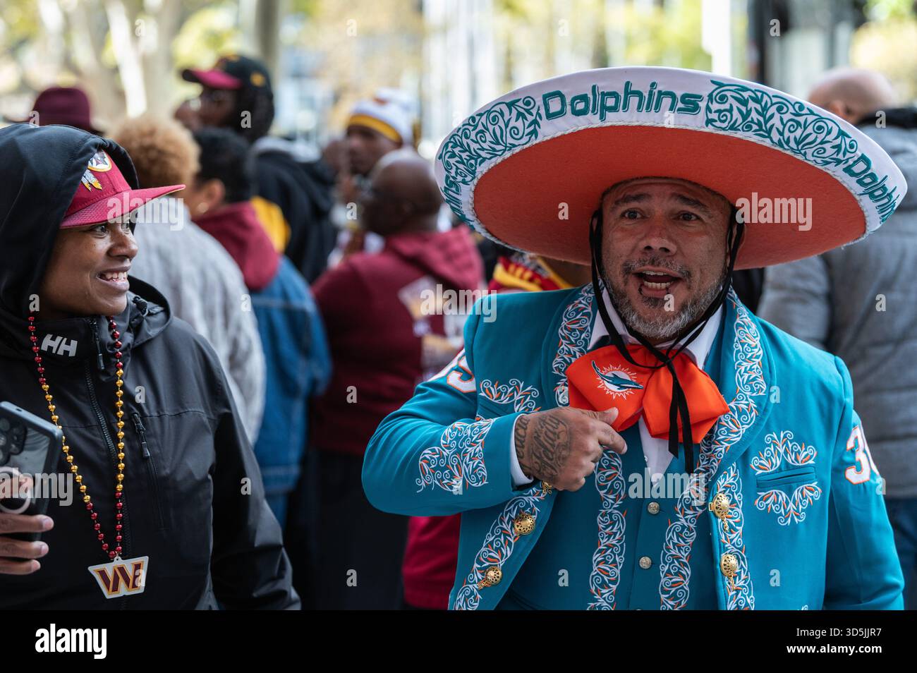 Miami Dolphins and Washington Commanders football fans seen ahead of ...