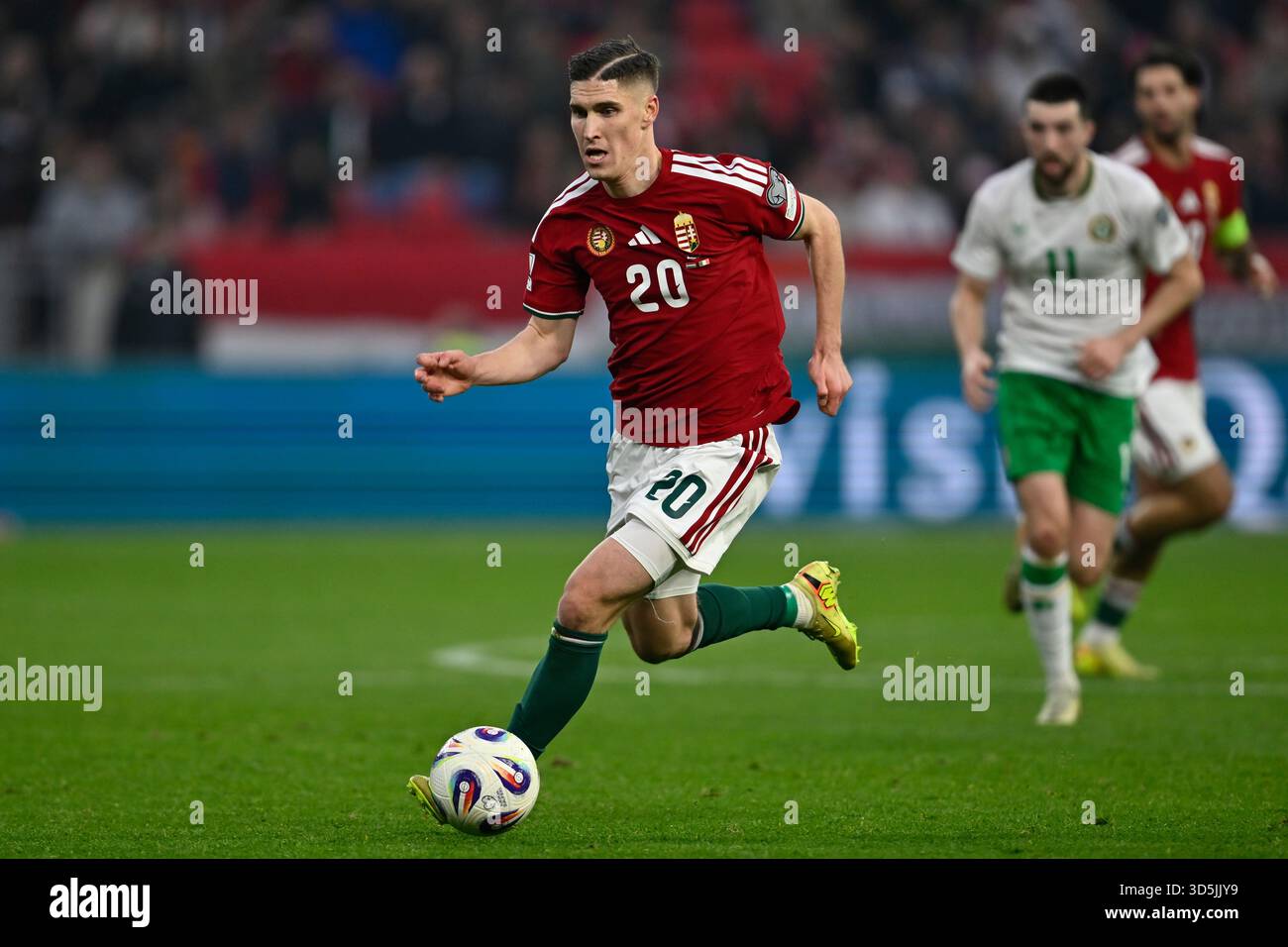 Hungary's Roland Sallai is in action during the World Cup 2026 group F qualifying soccer match ...