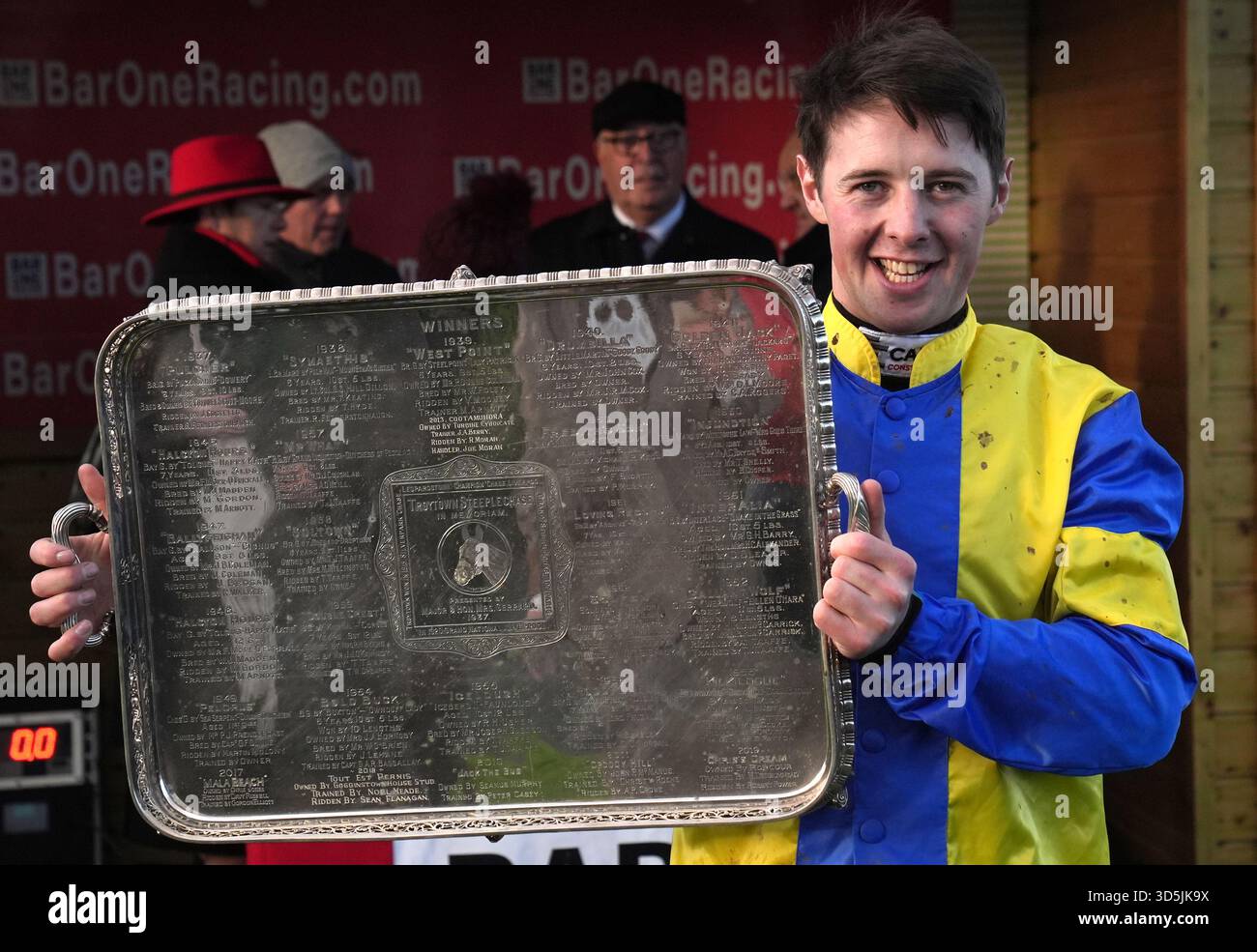 John Shinnick with the trophy after winning the Bar One Racing Troytown ...
