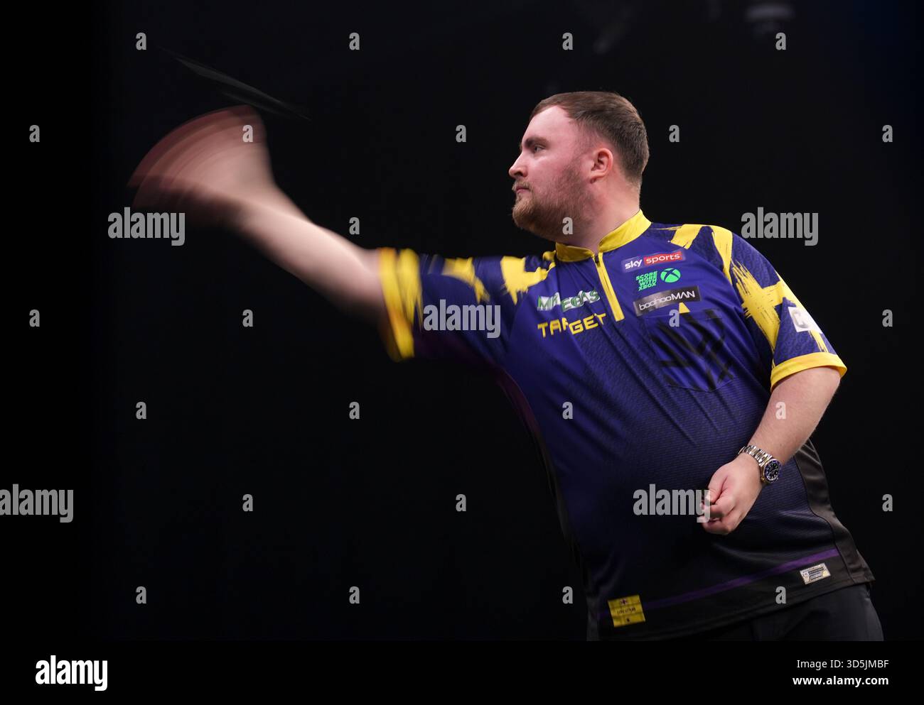 Luke Littler in action during his semi final match against Danny ...