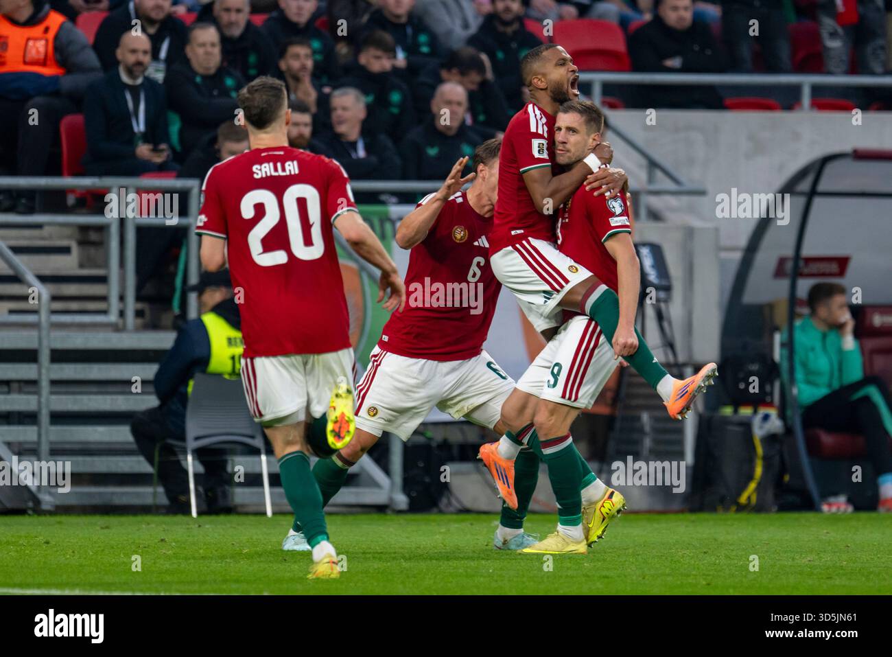 Barnabás Varga of Hungary celebrates his goal with team mates during ...