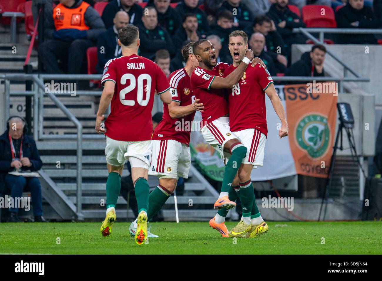 Barnabás Varga of Hungary celebrates scoring with teammates during the ...