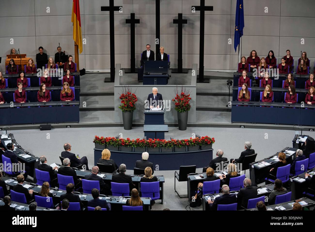 Sergio Mattarella, President of Italy, delivers a speech in the German ...