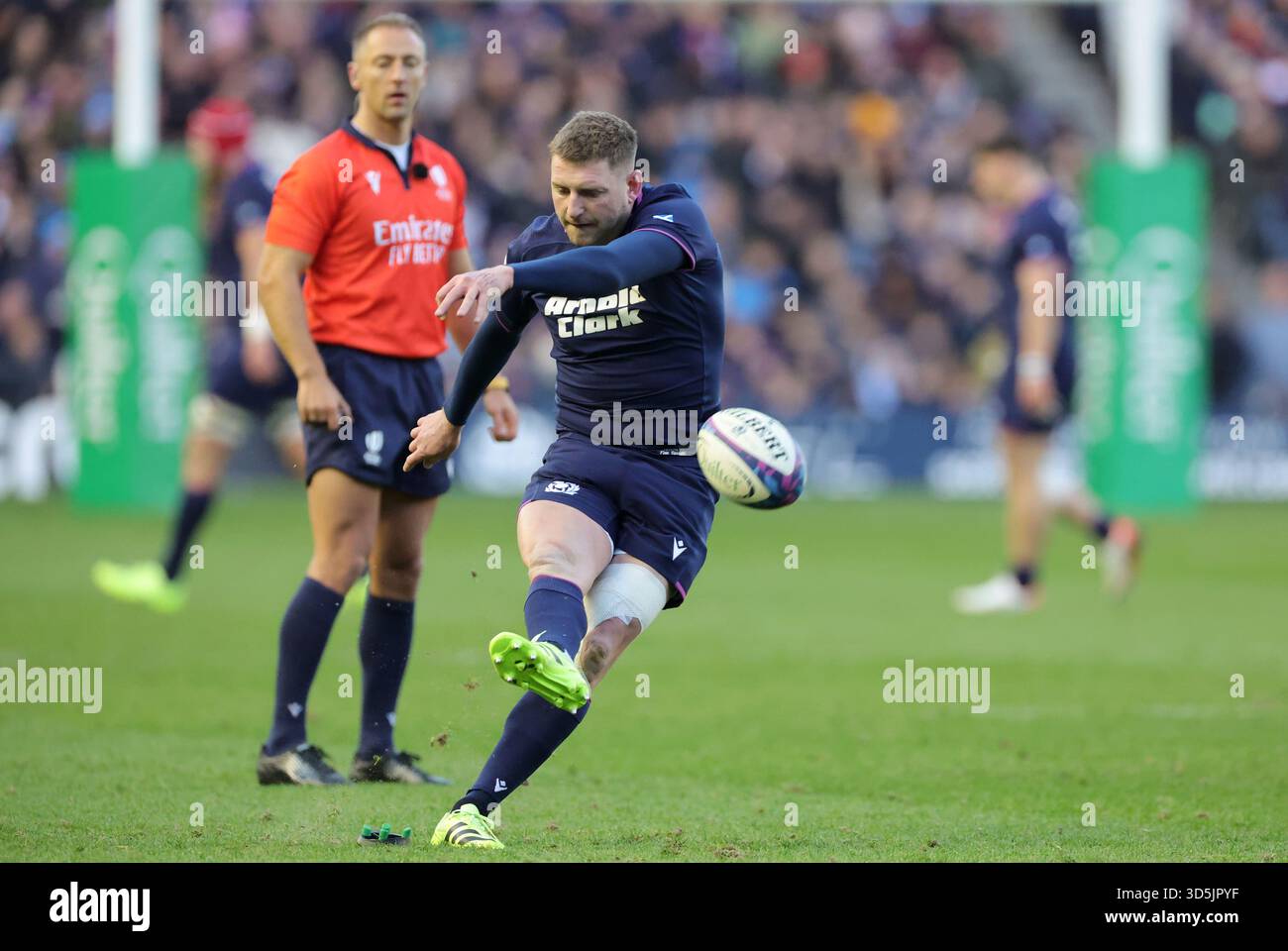 Scotland's Finn Russell kicks a conversion during the Quilter Nations ...